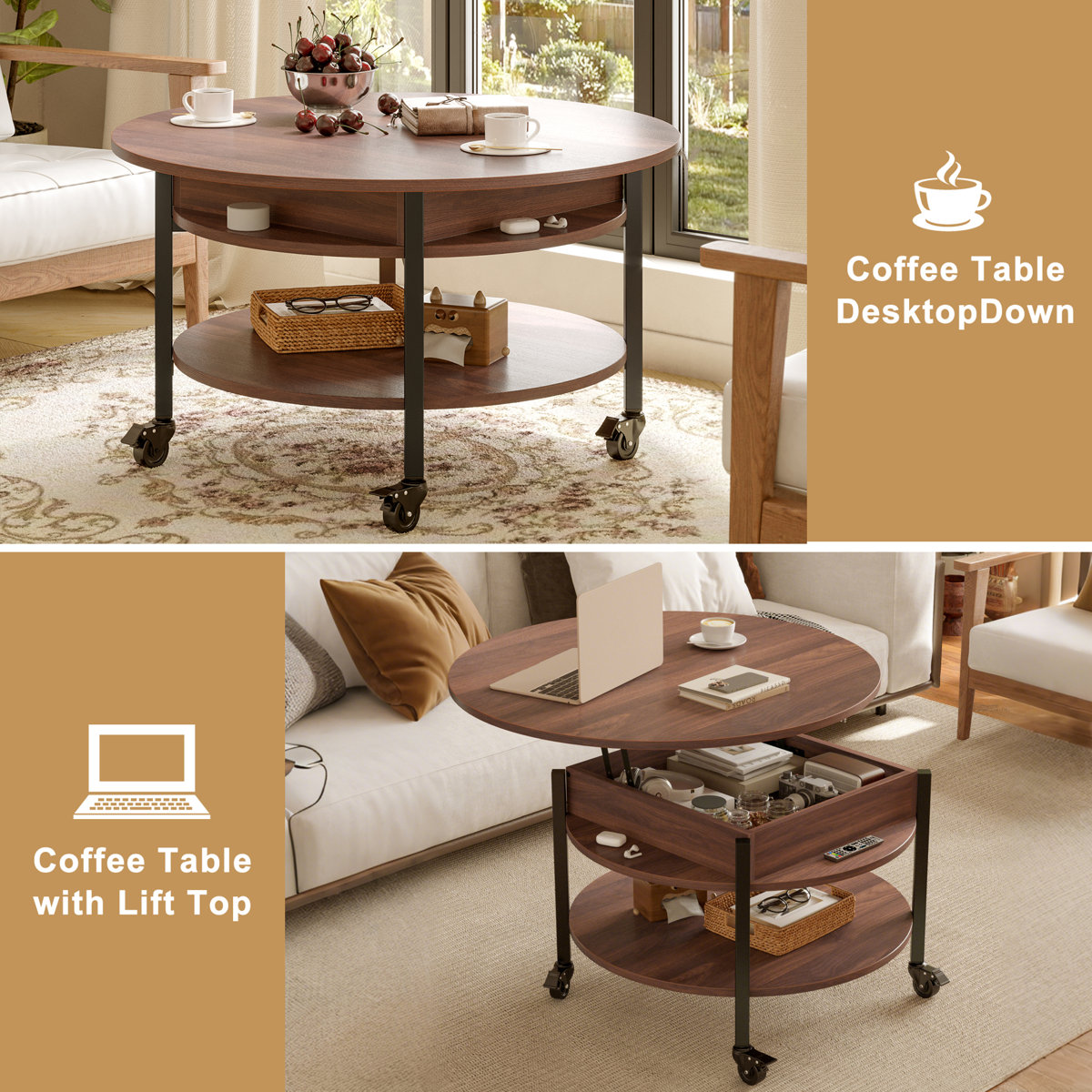 Gracie Oaks Torron Lift Top Coffee Tables ,Casters cocktail table & Reviews | Wayfair